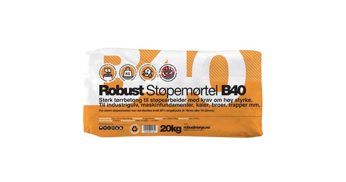 Robust Støpemørtel b40 20kg | Maxbo