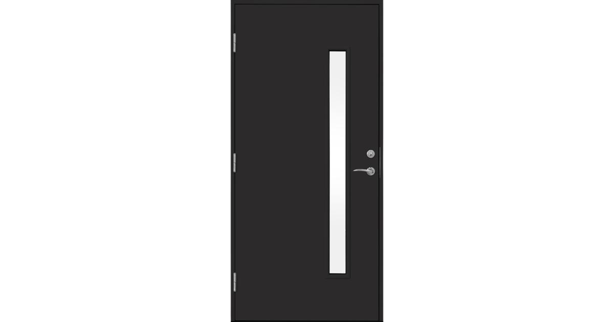 Solid Ytterdør funkis 90x210 venstre dempet sort sidestilt klart glass ...