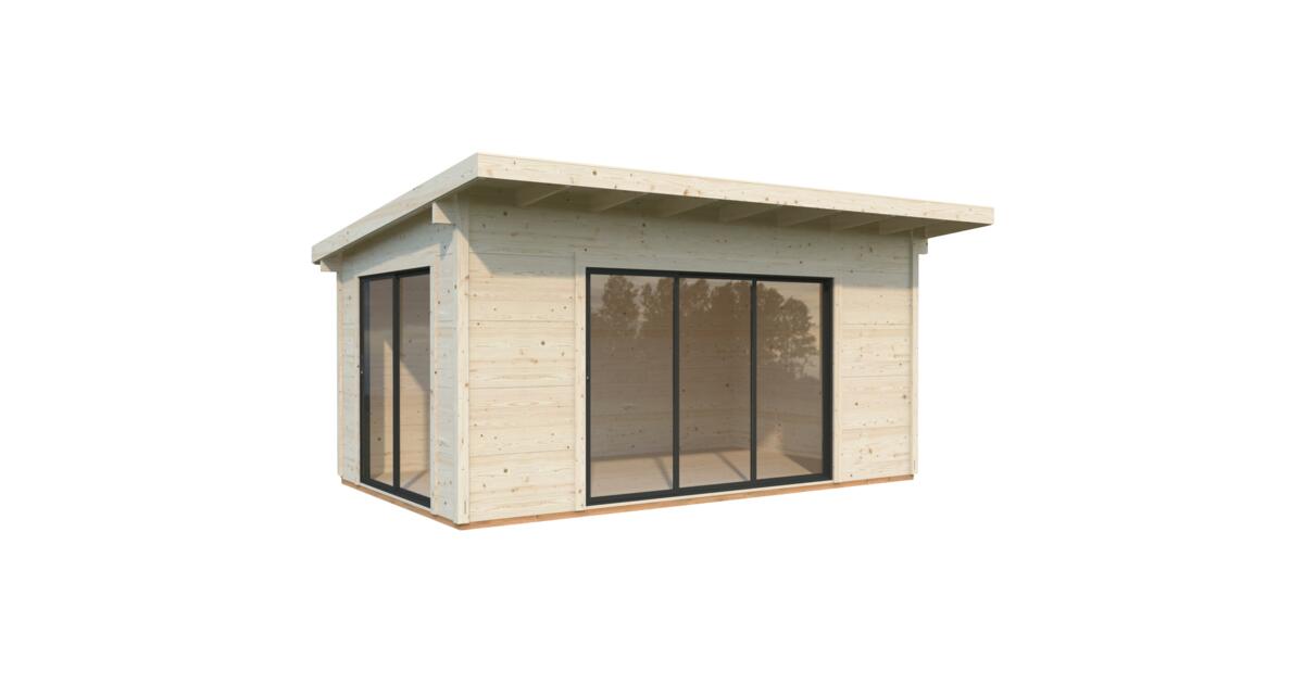 Palmako Hagestue grace 14,1 m2 slide+ massiv vegg i 56mm limtre | Maxbo